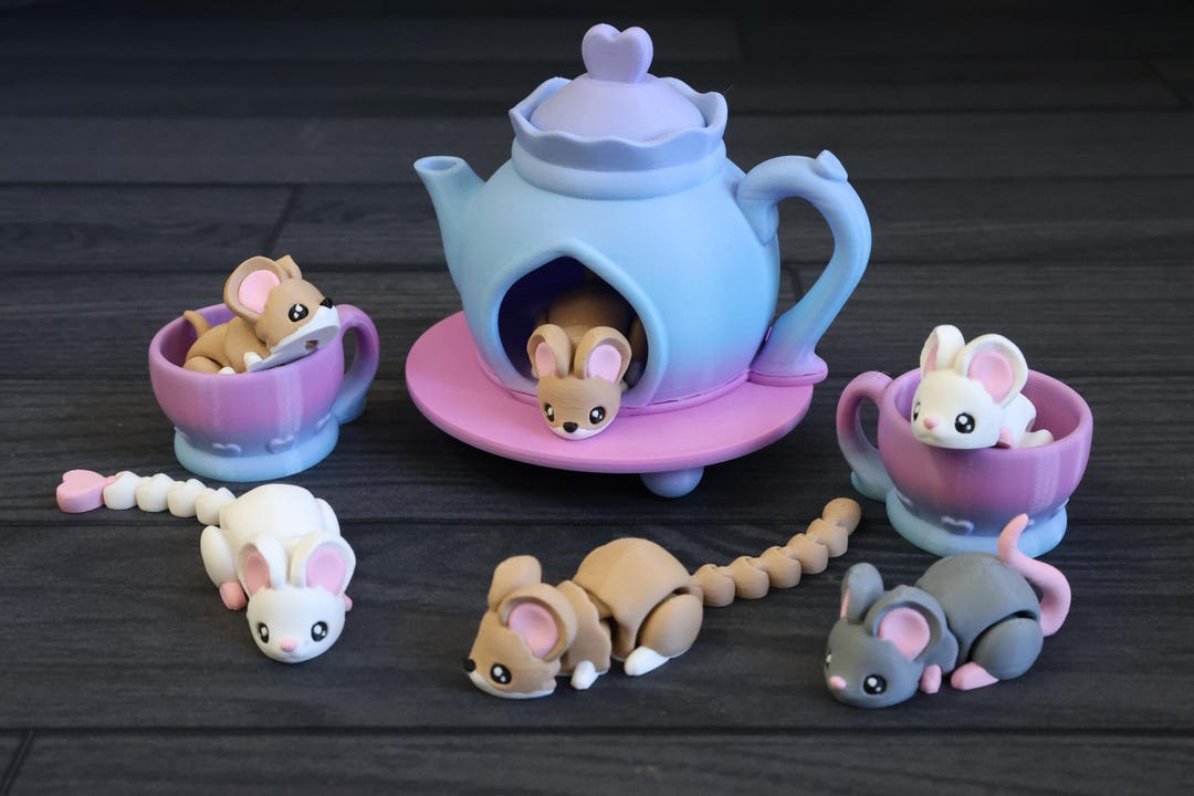 3D Printed Mouse Fidget: Optional Teaset Play Set - Etsy