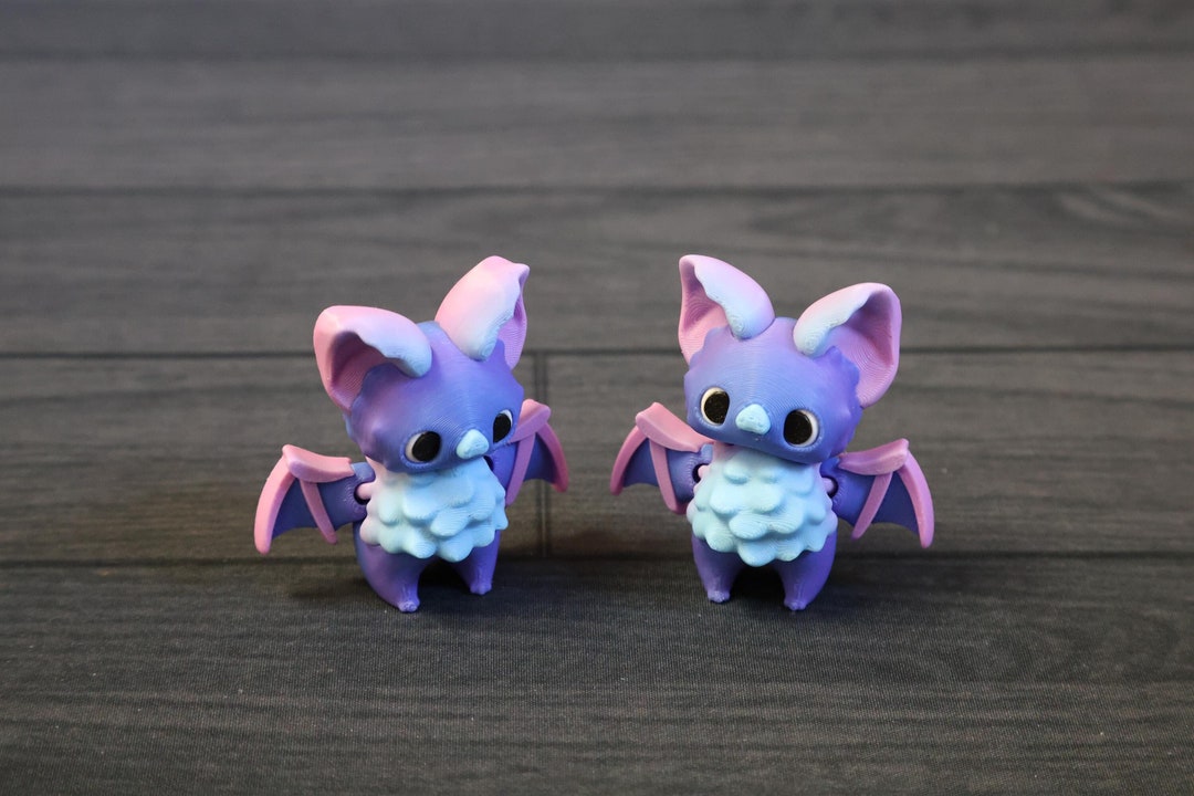 3D Printed Bat Fidget Toy: Purple, Blue & Pink Desk Decor - Etsy