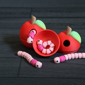 3D Printed Worm Fidget Toy With Optional Apple Container - Etsy