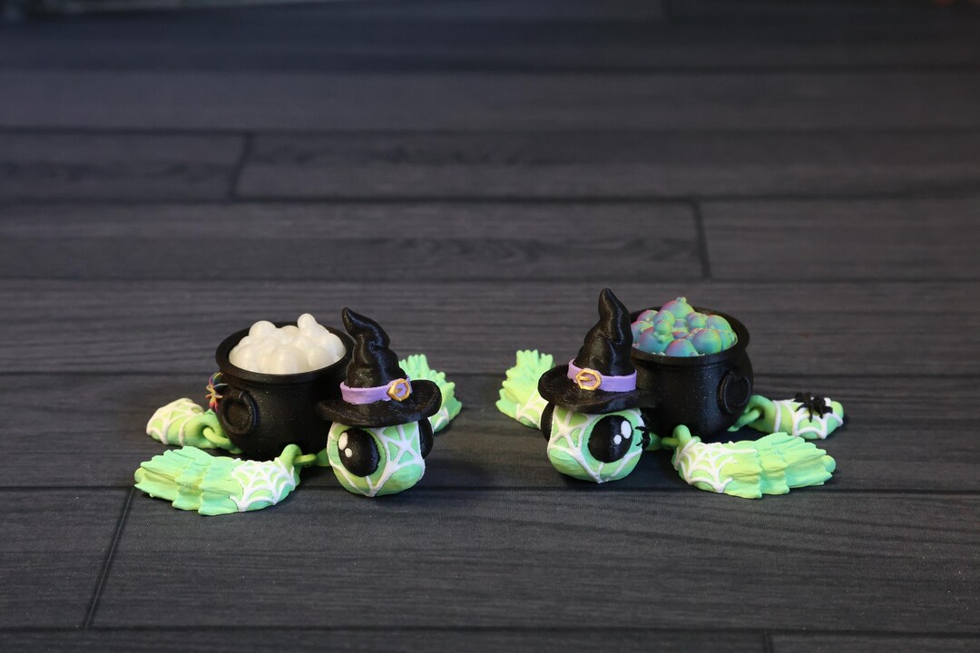 3D Printed Witch Turtle Fidget Toy With Cauldron - Etsy