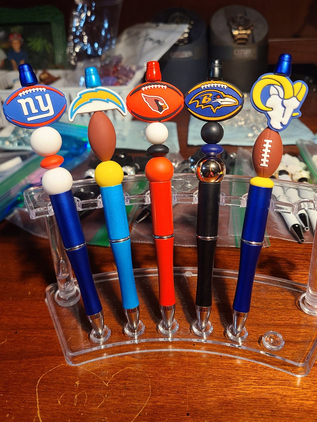 Football Beaded Pens / Beabable Pens / Custom Pens / Sports - Etsy