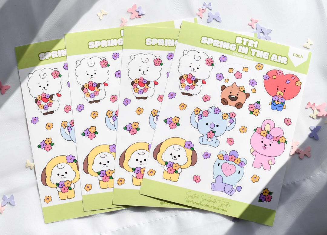 BT21 Spring in the Air | Sticker Sheet - Etsy