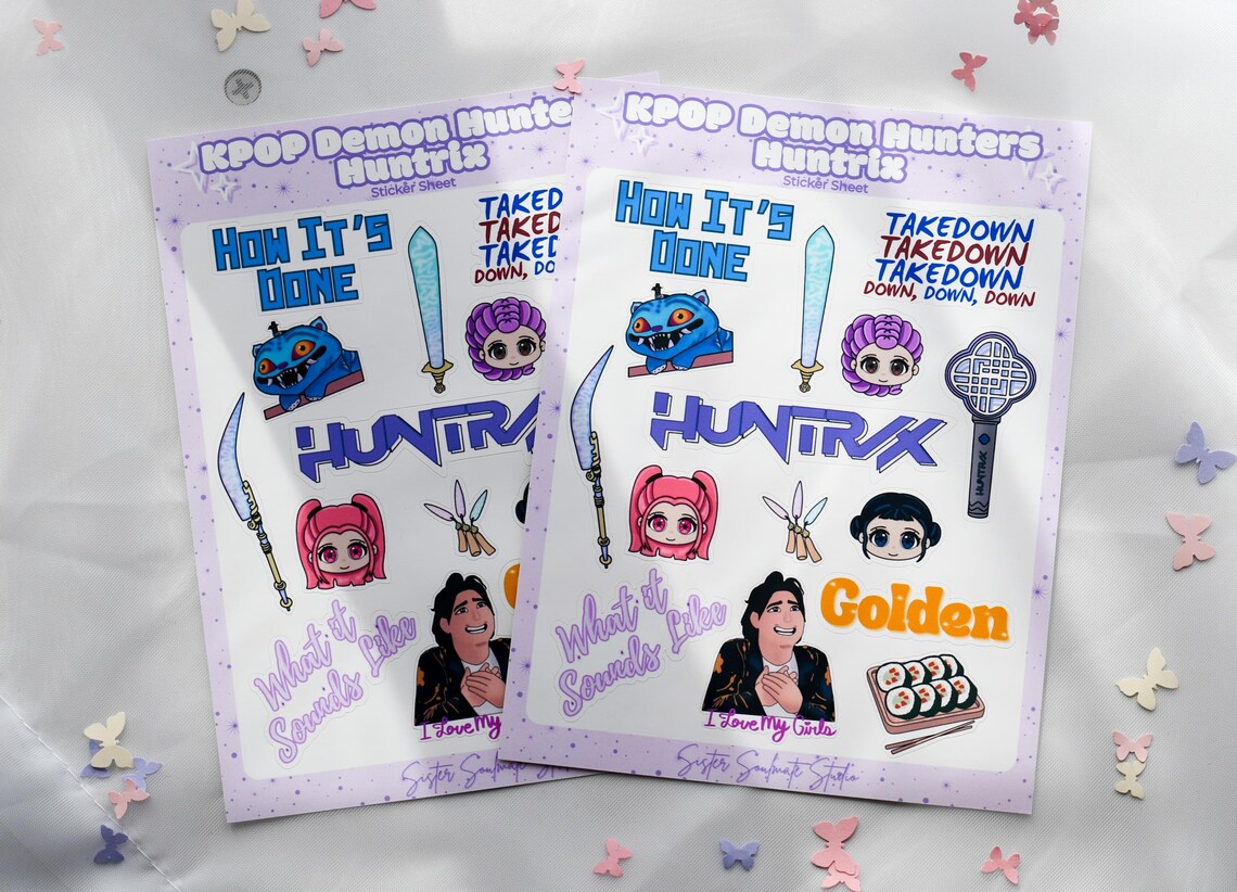 Kpop Demon Hunter | Sticker Sheet | Huntrix | Saja Boys - Etsy