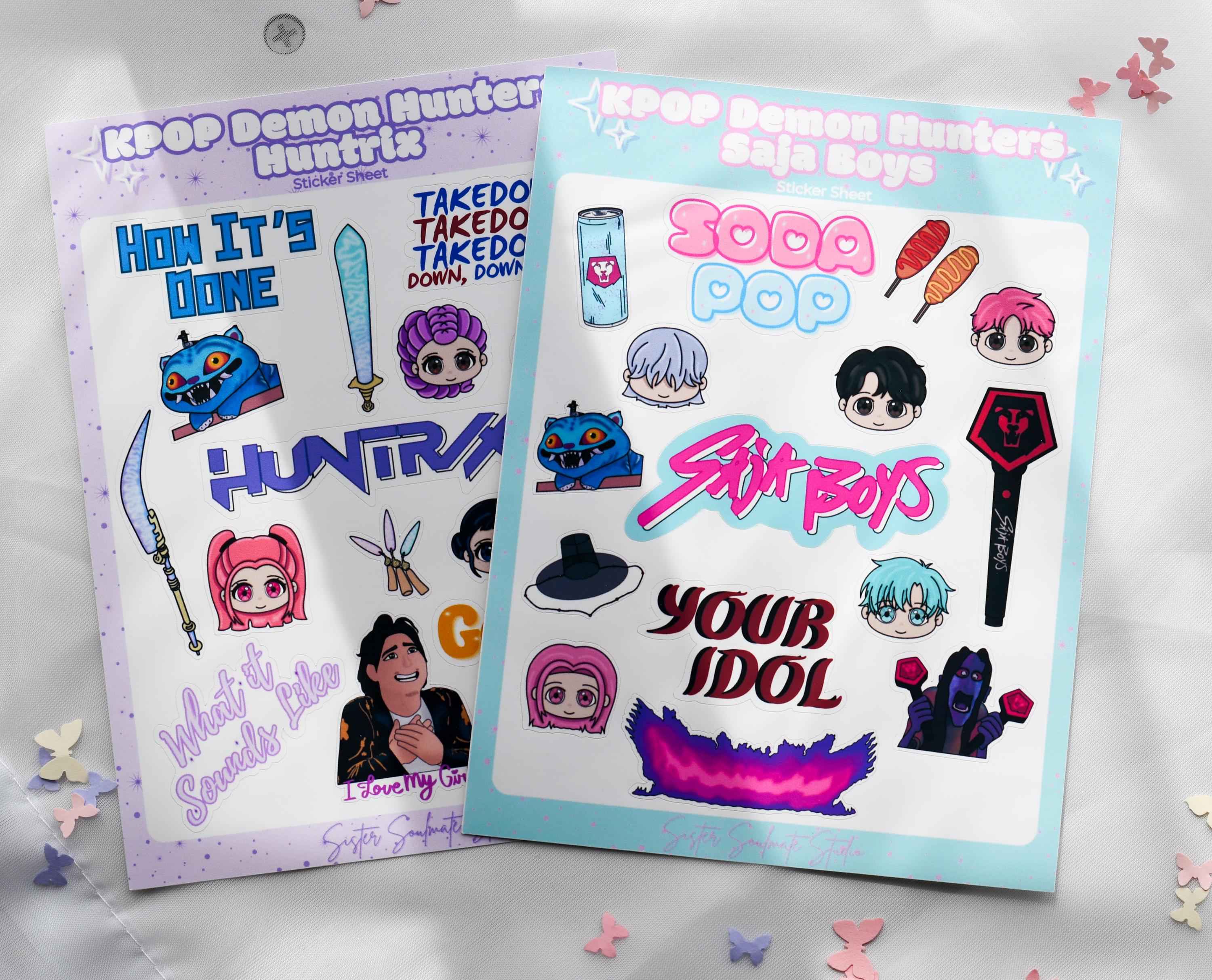 Kpop Demon Hunter | Sticker Sheet | Huntrix | Saja Boys - Etsy