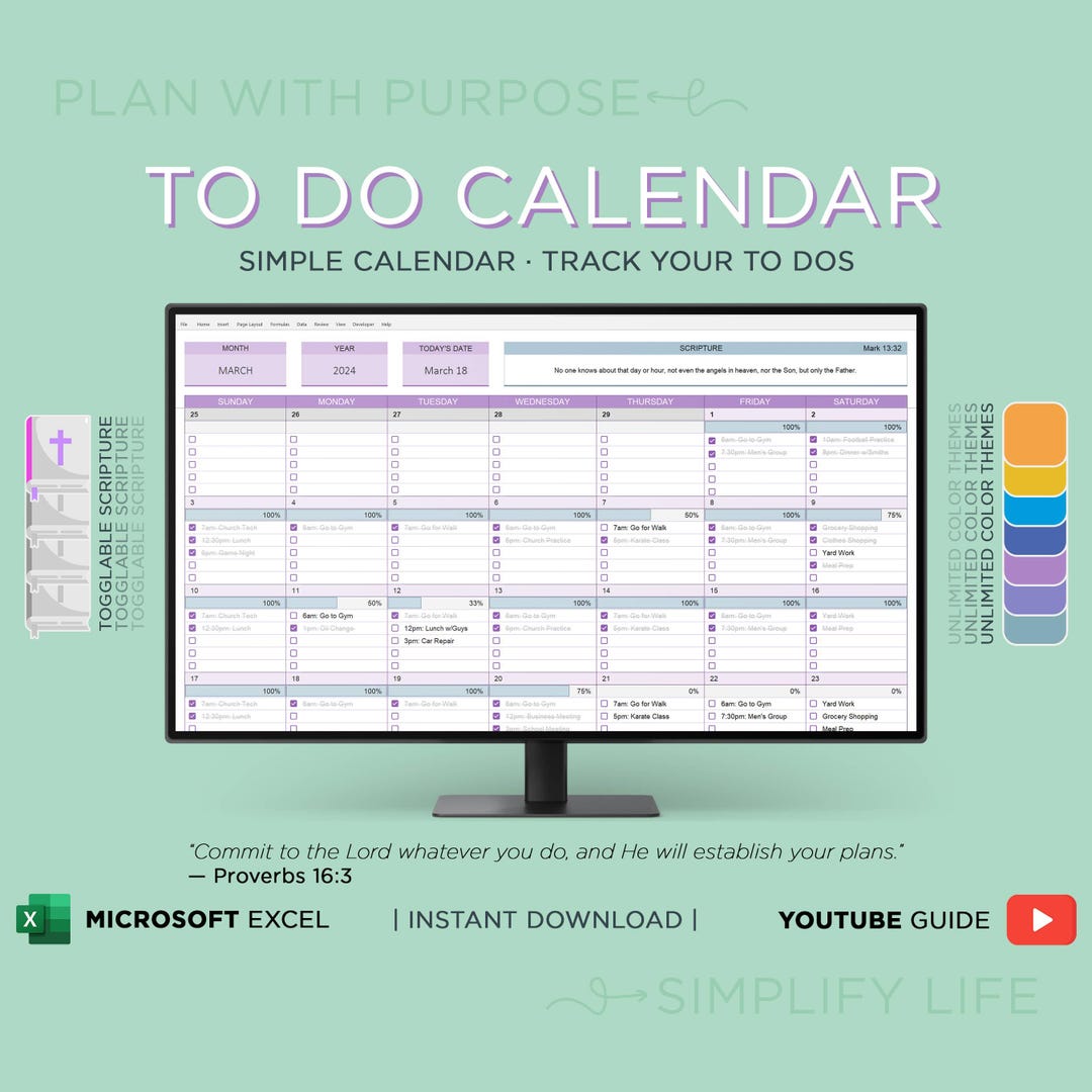 To Do Tracker | Monthly Calendar - Etsy