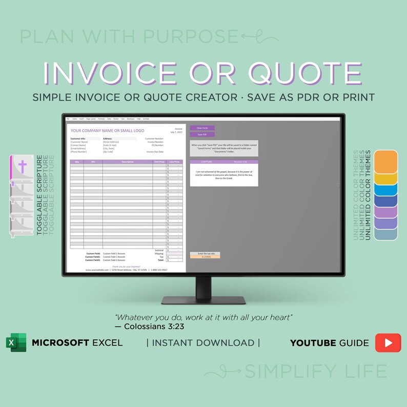 Invoice Template | Quote Template | Excel Template - Etsy