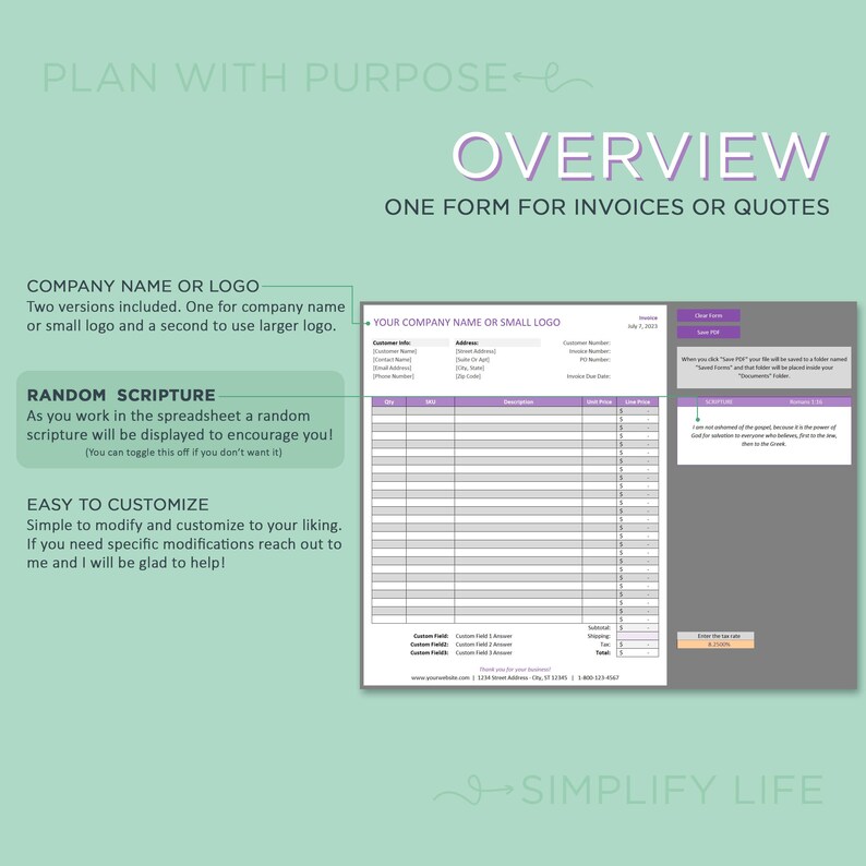 Invoice Template | Quote Template | Excel Template - Etsy