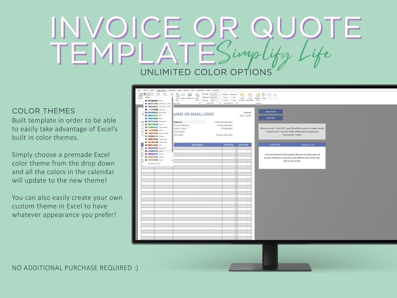 Invoice Template Quote Template Excel Template - Etsy