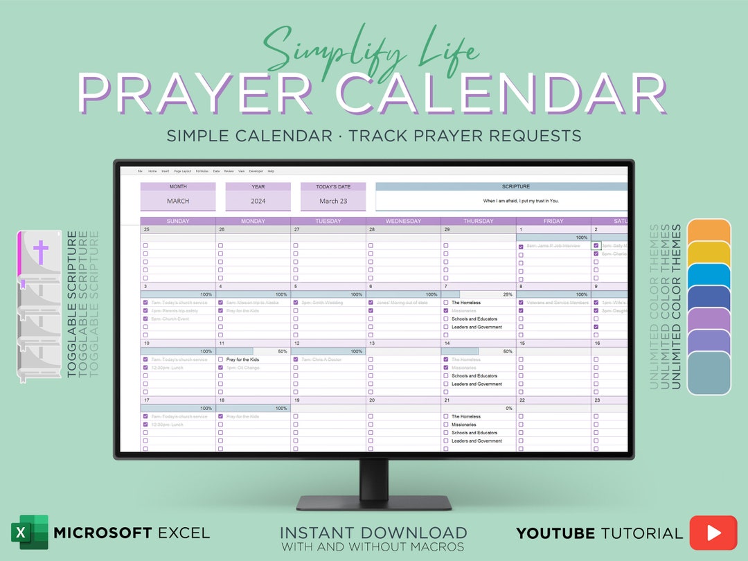Prayer Request Calendar | Prayer Tracker | Excel Template - Etsy
