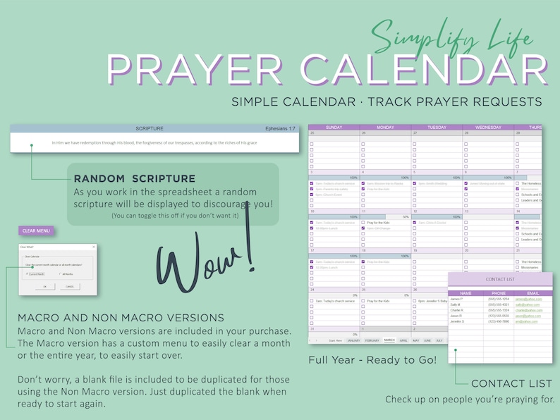 Prayer Request Calendar | Prayer Tracker | Excel Template - Etsy