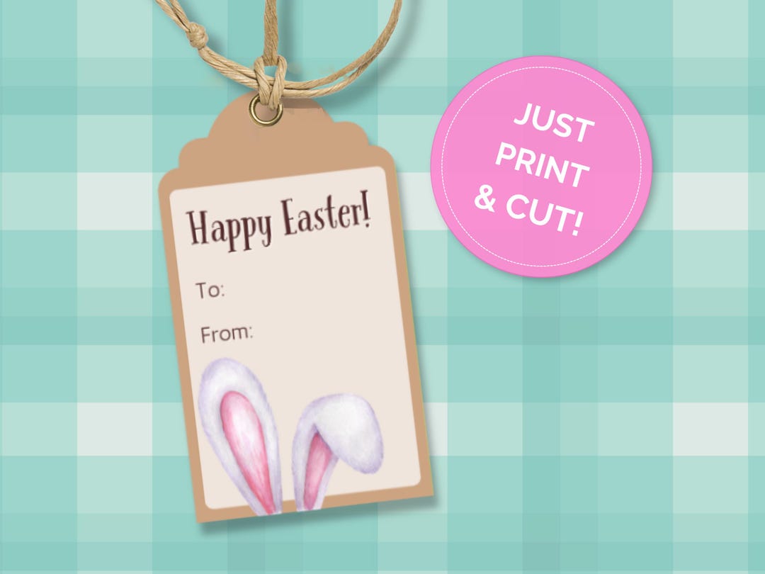 Printable Easter Bunny Gift Bag Tags for Parties, Baskets, Hunts ...