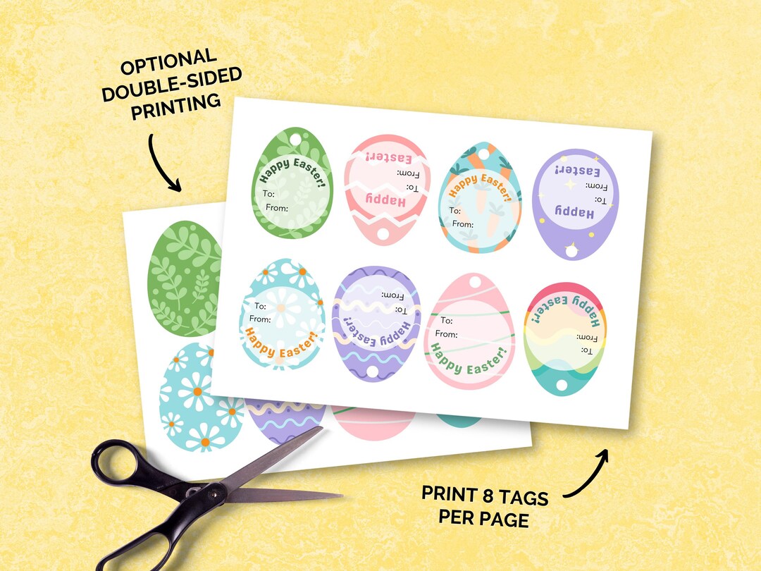 Printable Easter Egg Gift Bag Tags With To/from Greeting Label. Perfect ...
