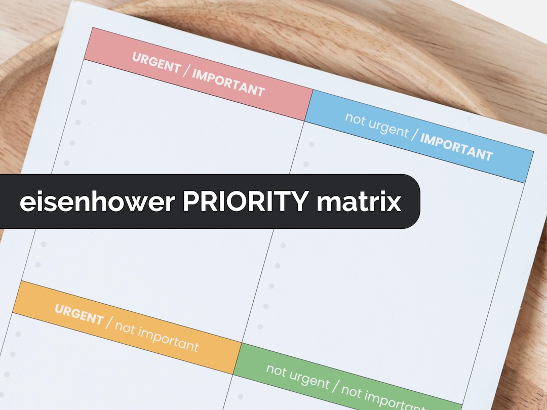 Eisenhower Matrix Printable PDF | Priority Matrix Planner ...