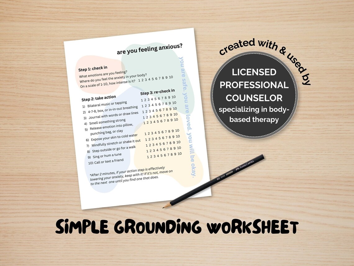 Simple Grounding Checklist Worksheet, Counselor-recommended Activities ...