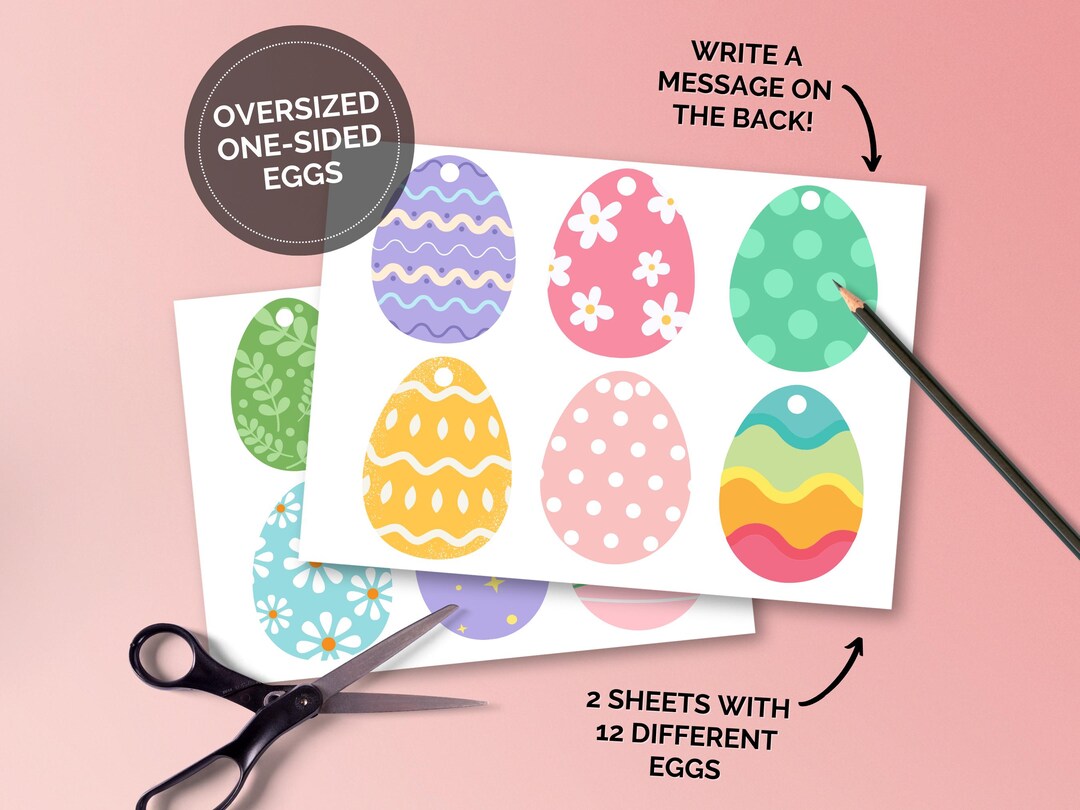 Oversized Easter Egg Gift Tags for Goodie Bags, Party Favors, Presents ...