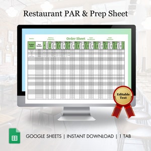 Simple Dated Restaurant Par Sheet - Order Delivery - Inventory Tracker ...