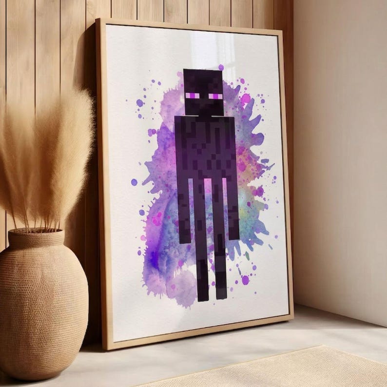 Minecraft Watercolor Wall Art Poster Set, 6 Printable Prints, Steve ...