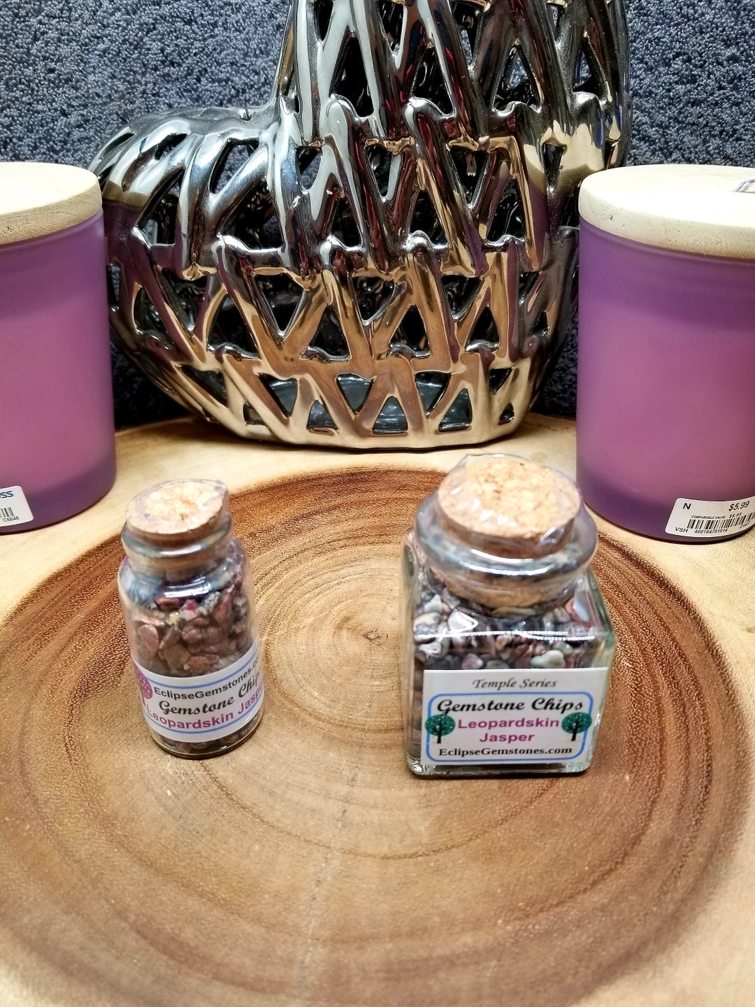 LEOPARD SKIN JASPER Gemstone Chips --- Corked Glass Vial --- Polished ...