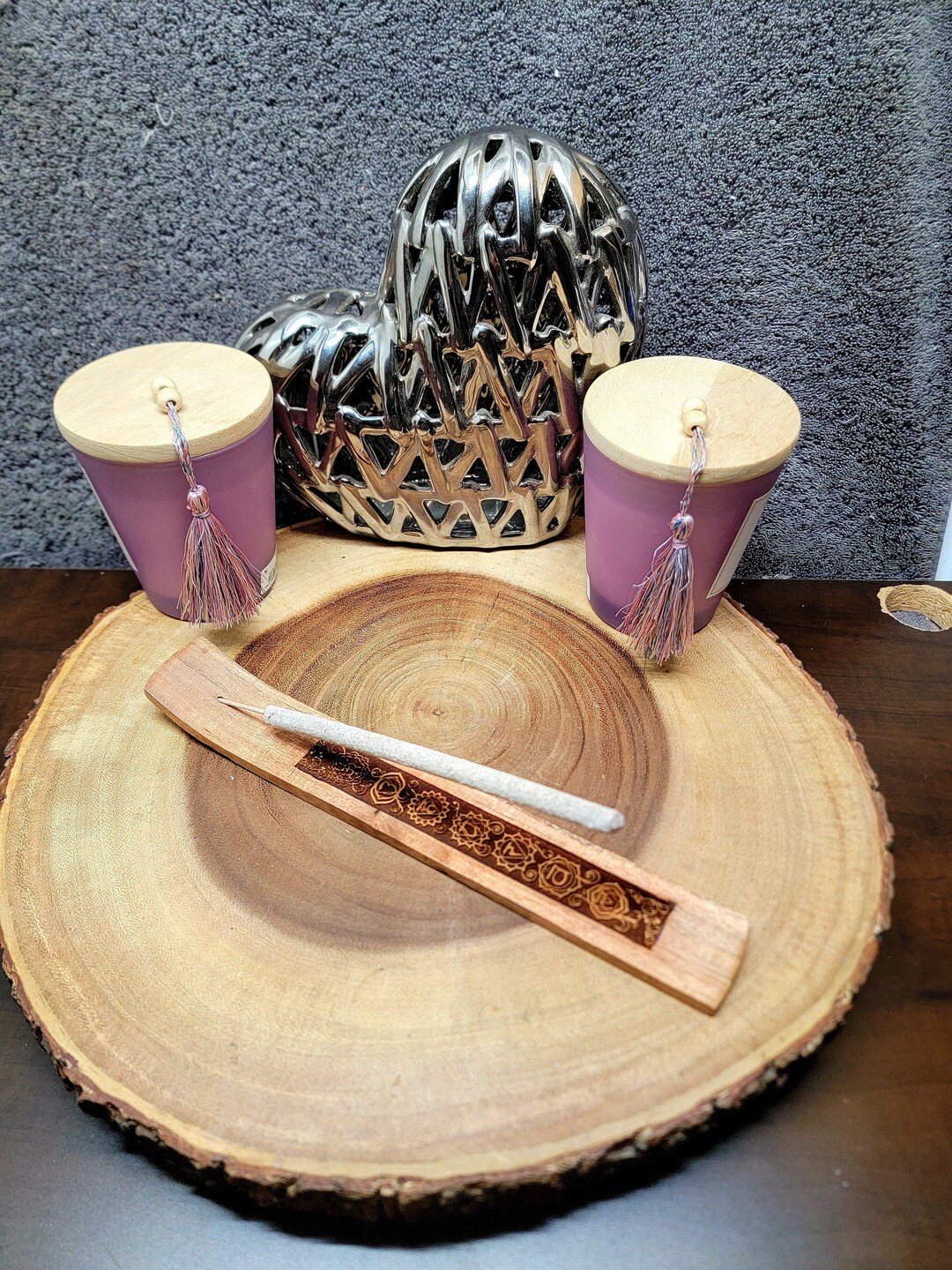 CHAKRA Laser Engraved Incense Burner / Ash Catcher --- Thick Acacia ...