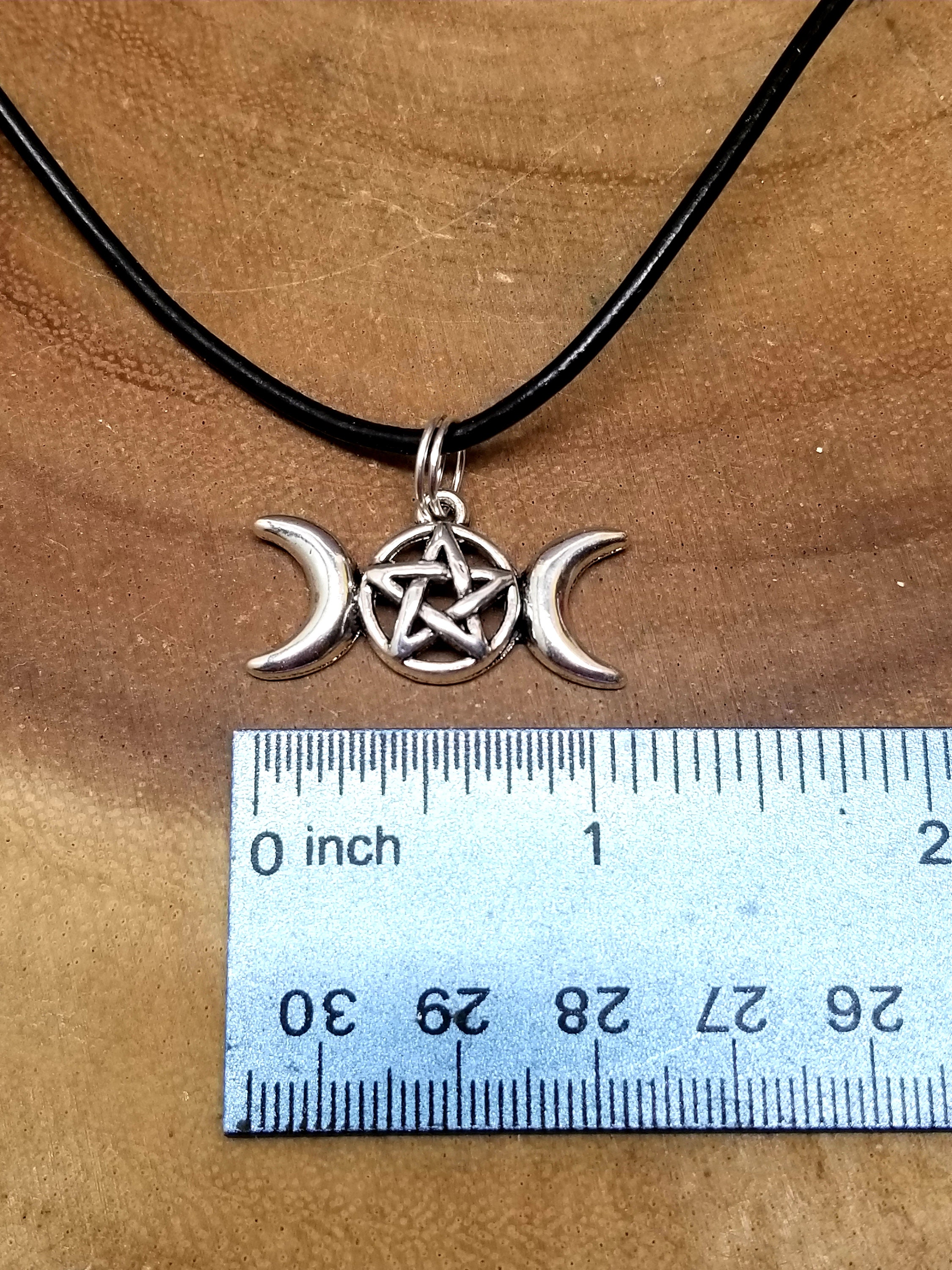TRIPLE MOON PENTACLE Necklace / Pendant / Charm --- About 1 1/8" Wide ...