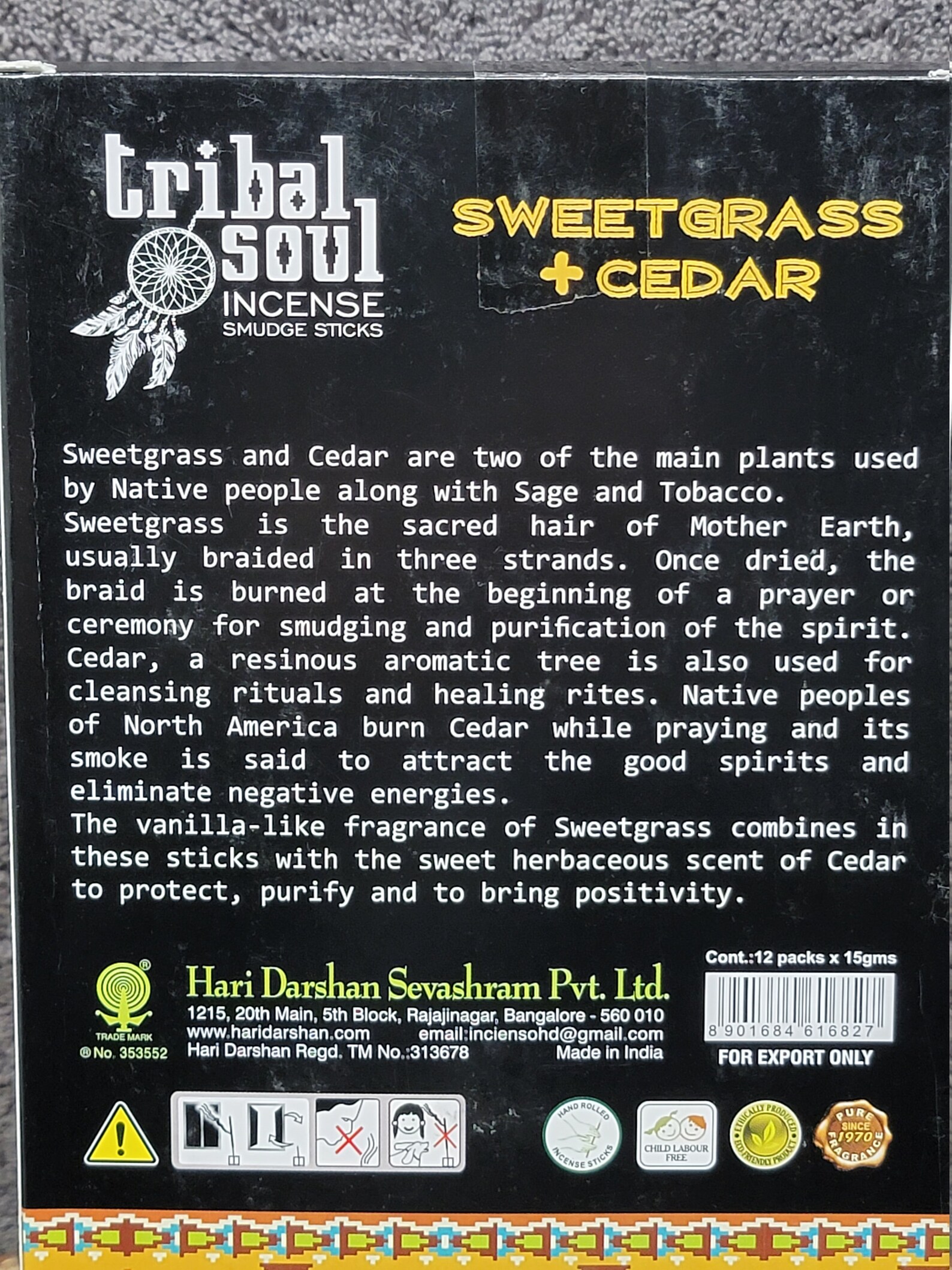 SWEETGRASS and CEDAR Incense Sticks --- TRIBAL Soul Smudge Incense ...