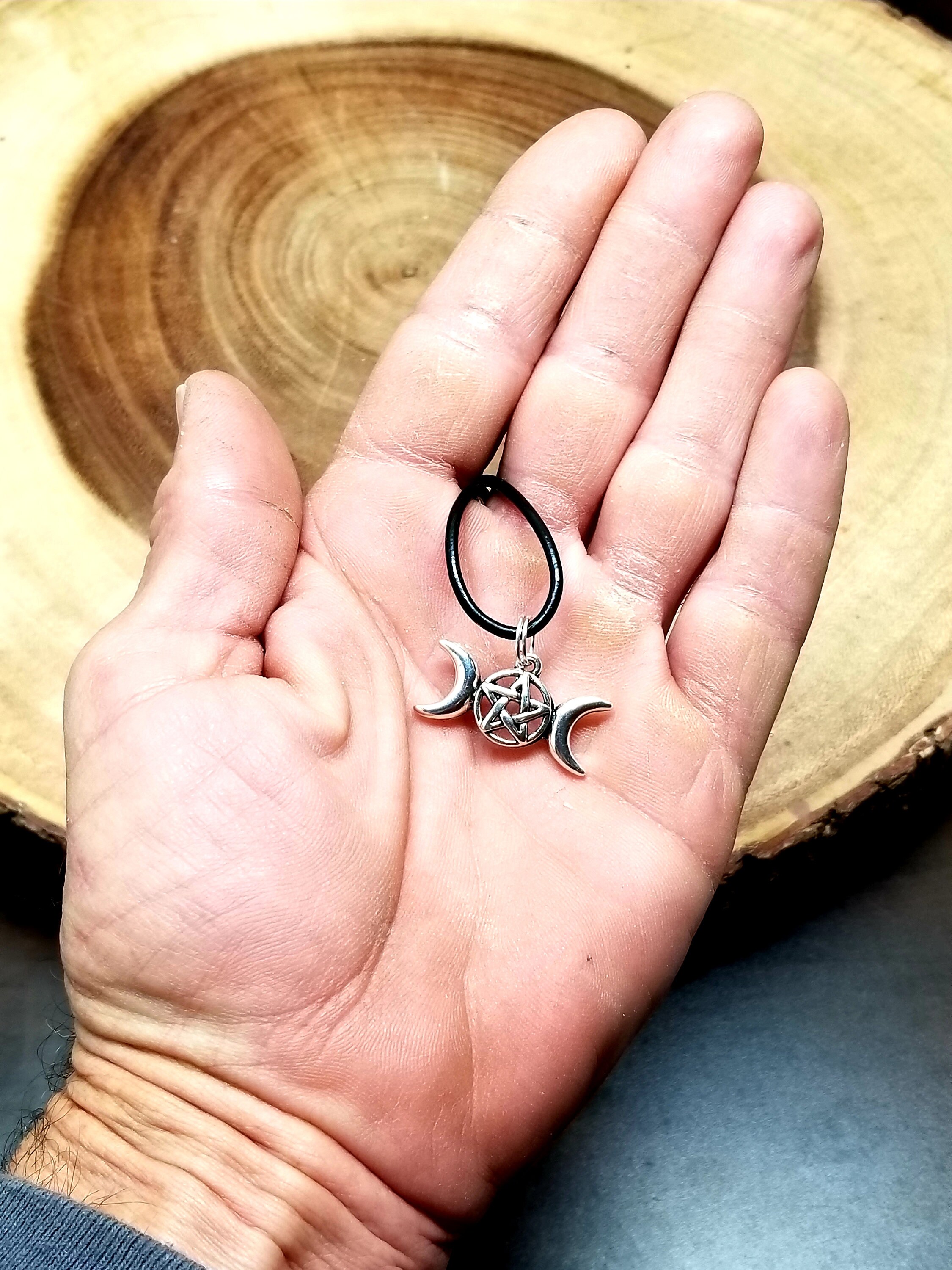 TRIPLE MOON PENTACLE Necklace / Pendant / Charm --- About 1 1/8" Wide ...
