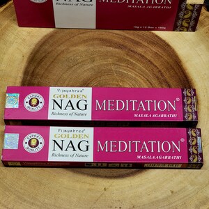 1 Box MEDITATION Incense Sticks --- 15 G (grams) --- by Vijayshree Golden Nag - Etsy