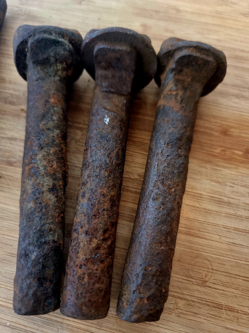 Antique 1800s Iron Hand-forged XL Railway Spikes Nails Clavo De Linea ...