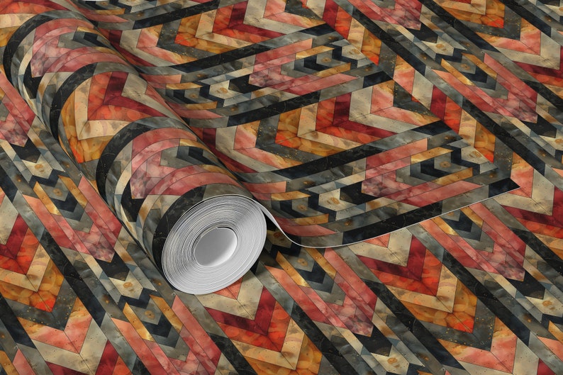 Fame Fortune Wallpaper Contemporary Art Deco Style, Geometric Neutral ...
