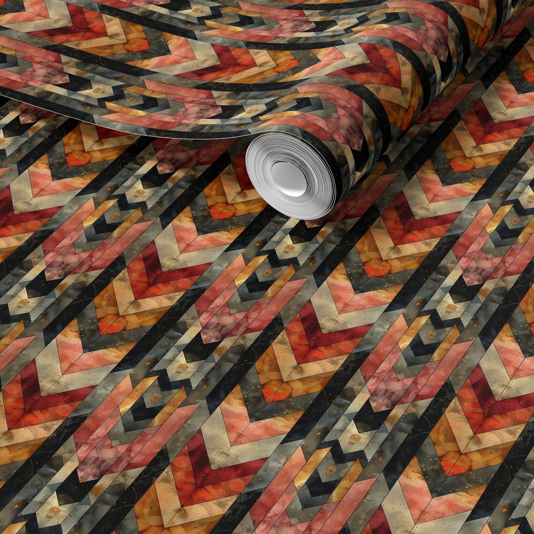 Fame Fortune Wallpaper Contemporary Art Deco Style, Geometric Neutral ...