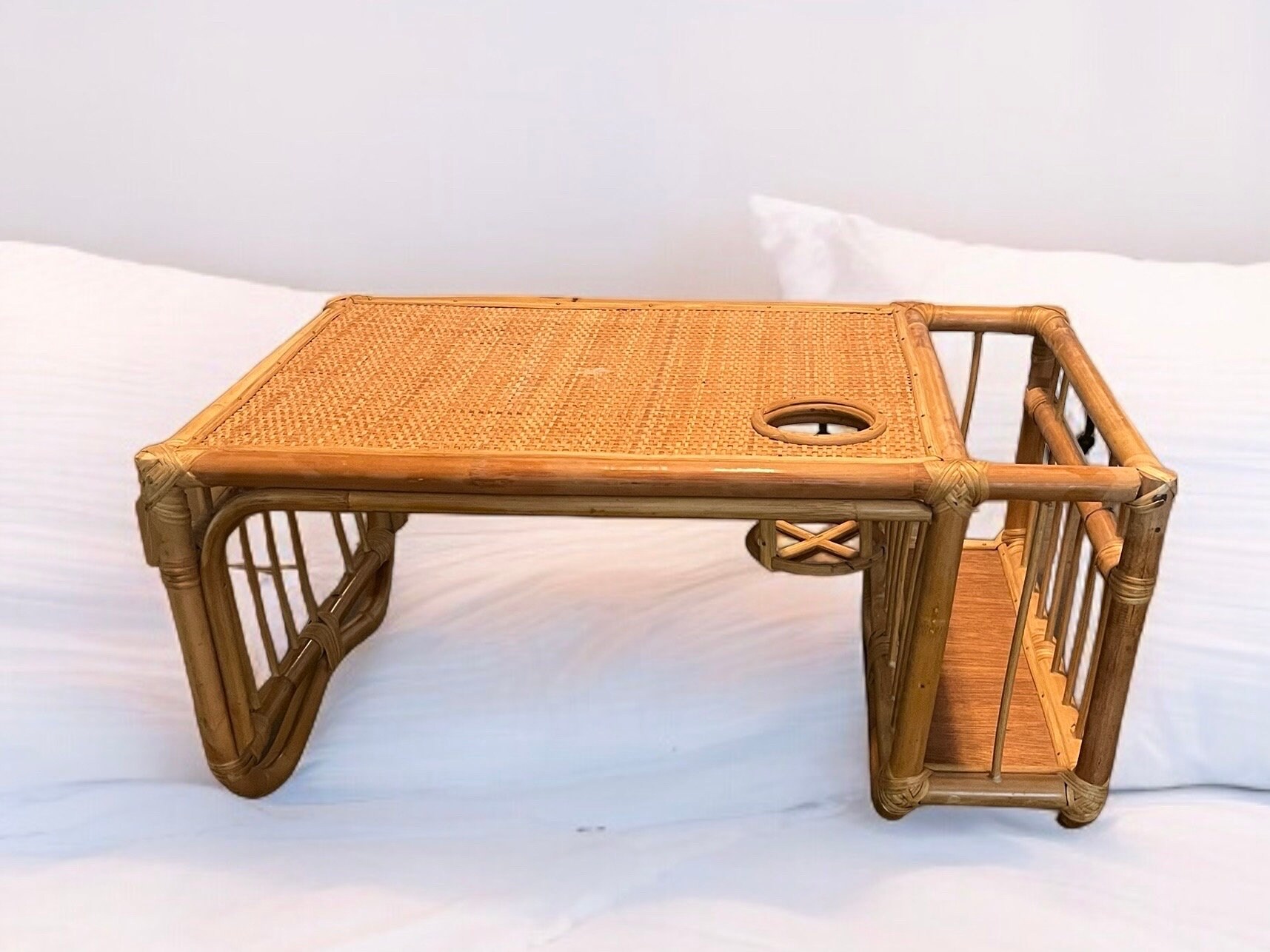 Vintage 1970s Bamboo and Rattan Lap Desk Large Vintage Rattan Serving ...