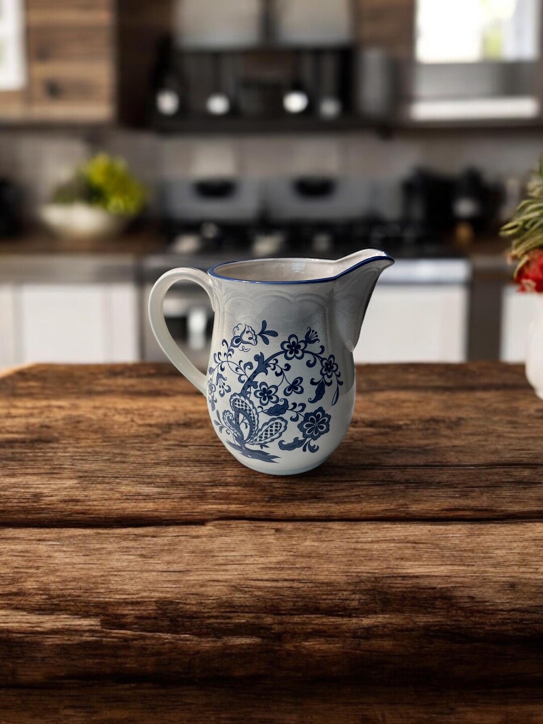Vintage Baker Hart & Stuart Blue Onion Pitcher - Etsy