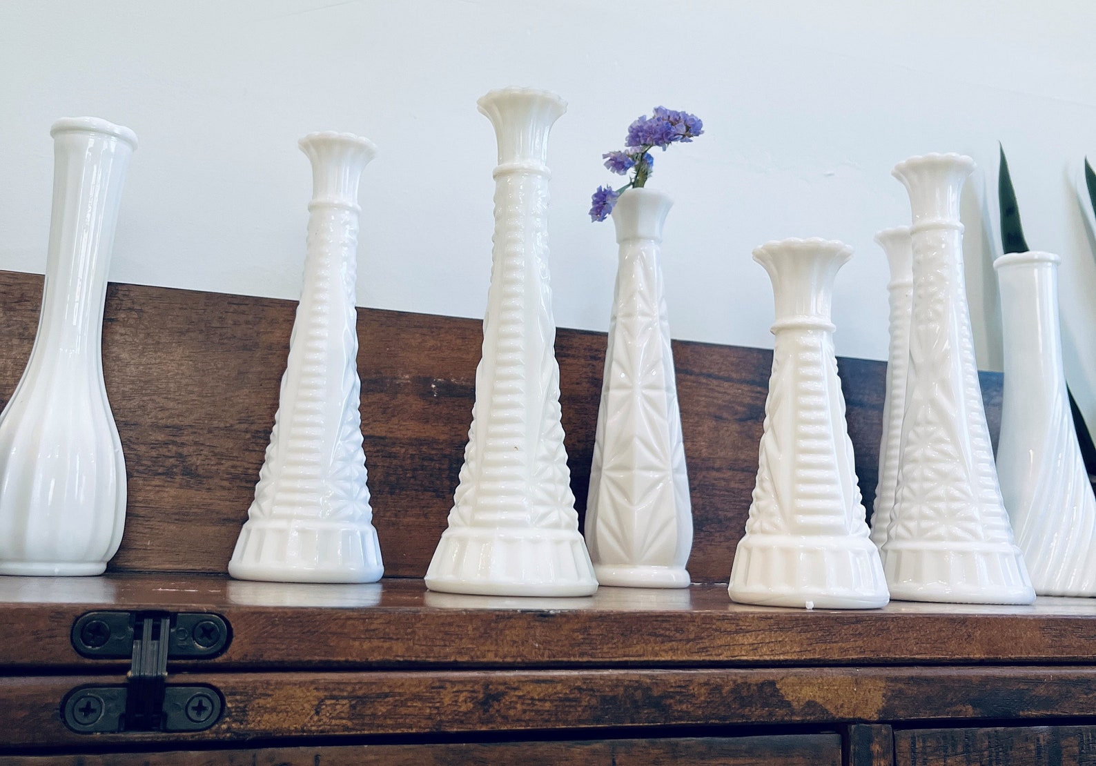 Milk Glass Fluted Vases - Etsy
