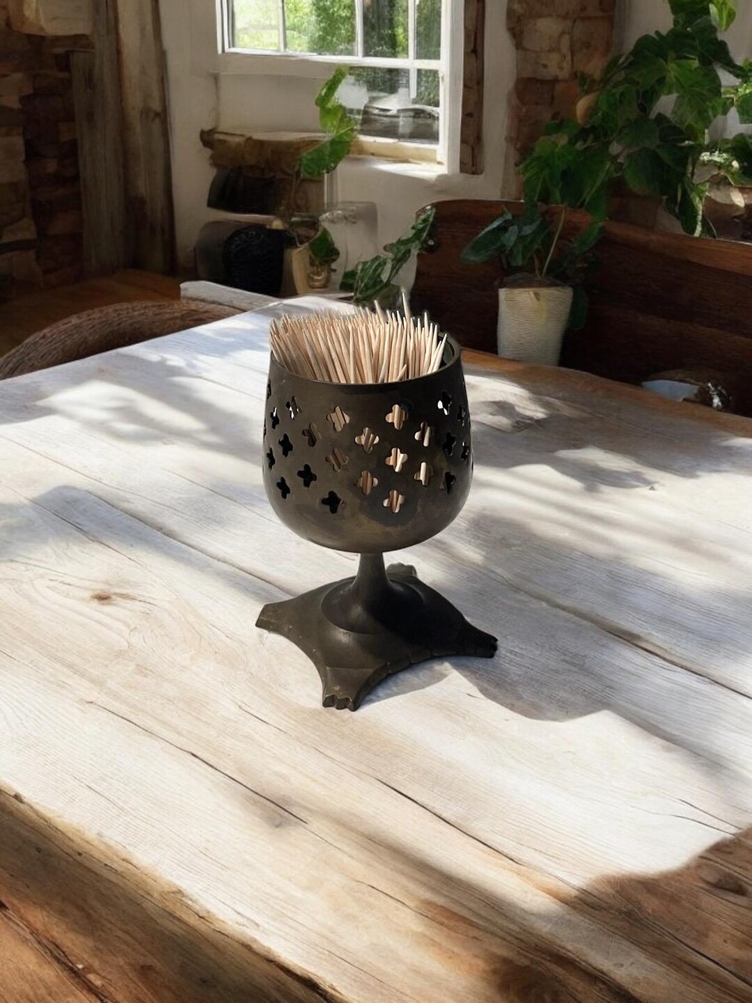 Vintage Brass Footed Holder Toothpick Matchstick Holder - Etsy