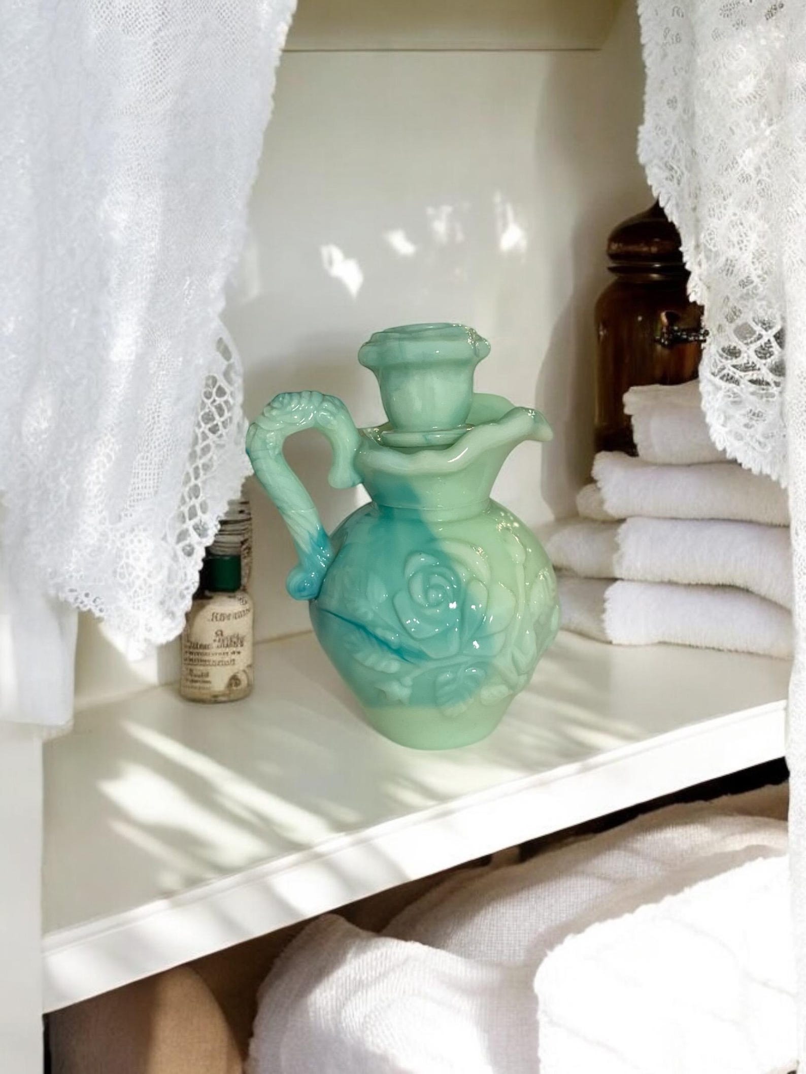 Vintage AVON Slag Glass Cruet | Avon Jadeite Skin so Soft Oil Cruet ...