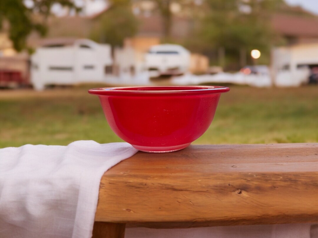 Pyrex Red Clear Bottom Mixing Bowl 7" # 322 - Etsy