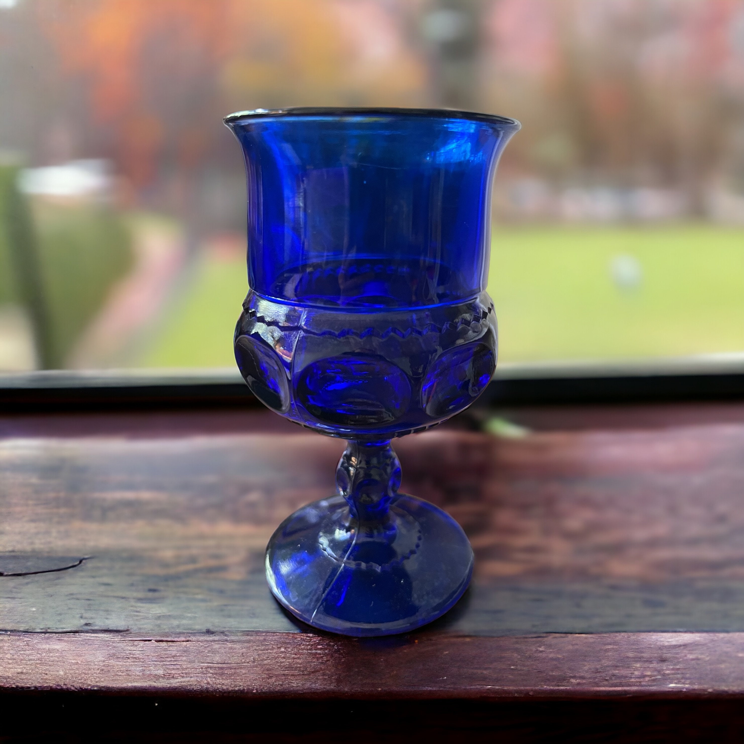 Vintage Indiana Glass Kings Crown Cobalt Blue Thumbprint Pattern ...