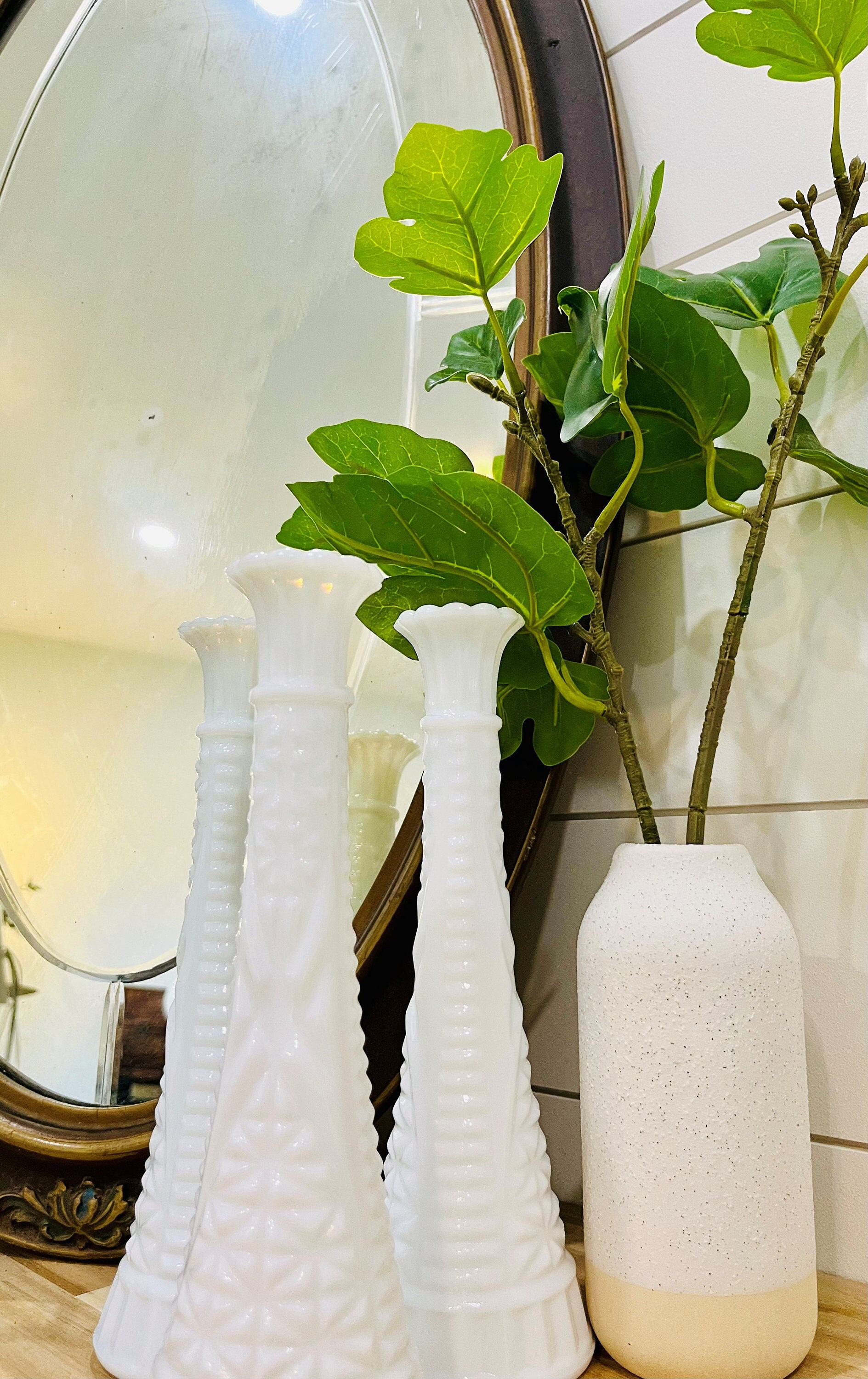 Milk Glass Fluted Vases - Etsy