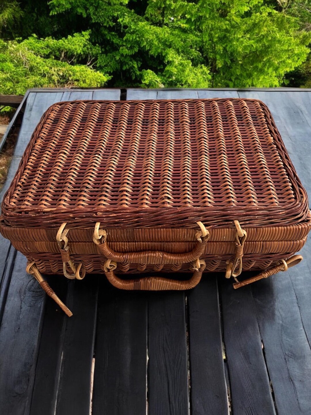 Vintage Picnic Basket With Loop Latch Closure - Etsy