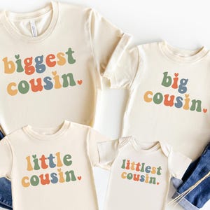 Big Cousin Retro Shirts, Biggest Cousin Shirt, Retro Cousin Shirt, Little Cousin Shirt, Littlest ...