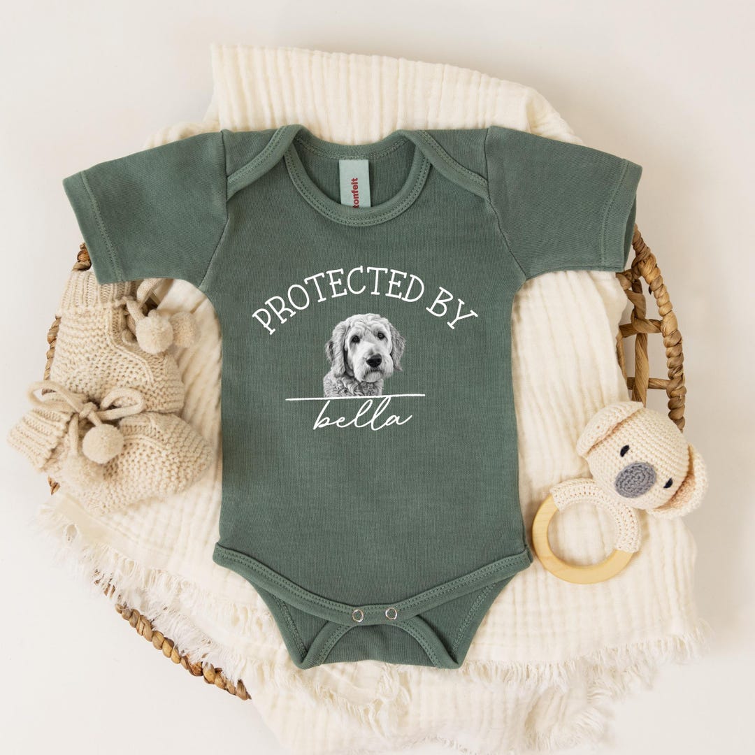 Washed Baby Onesie®, Custom Dog Portrait Onesie®, Baby Shower Gift ...