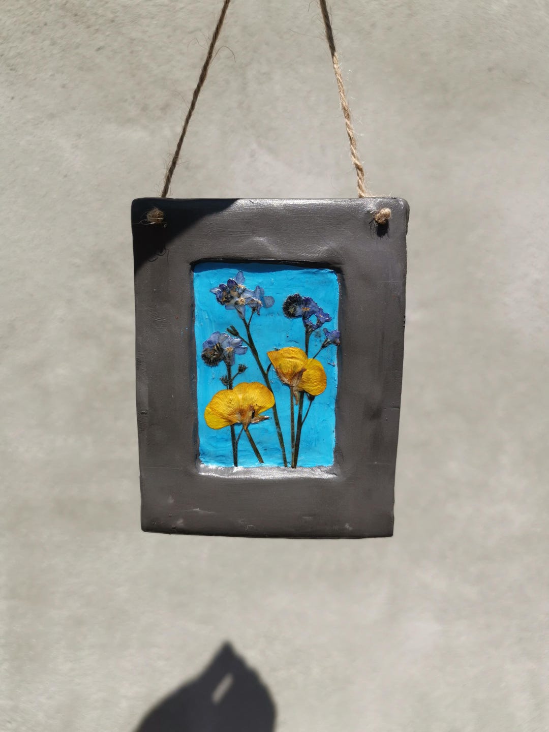 Pressed Flowers in Clay Frame, Natural Gift, Eco Gift, Anniversary Gift ...