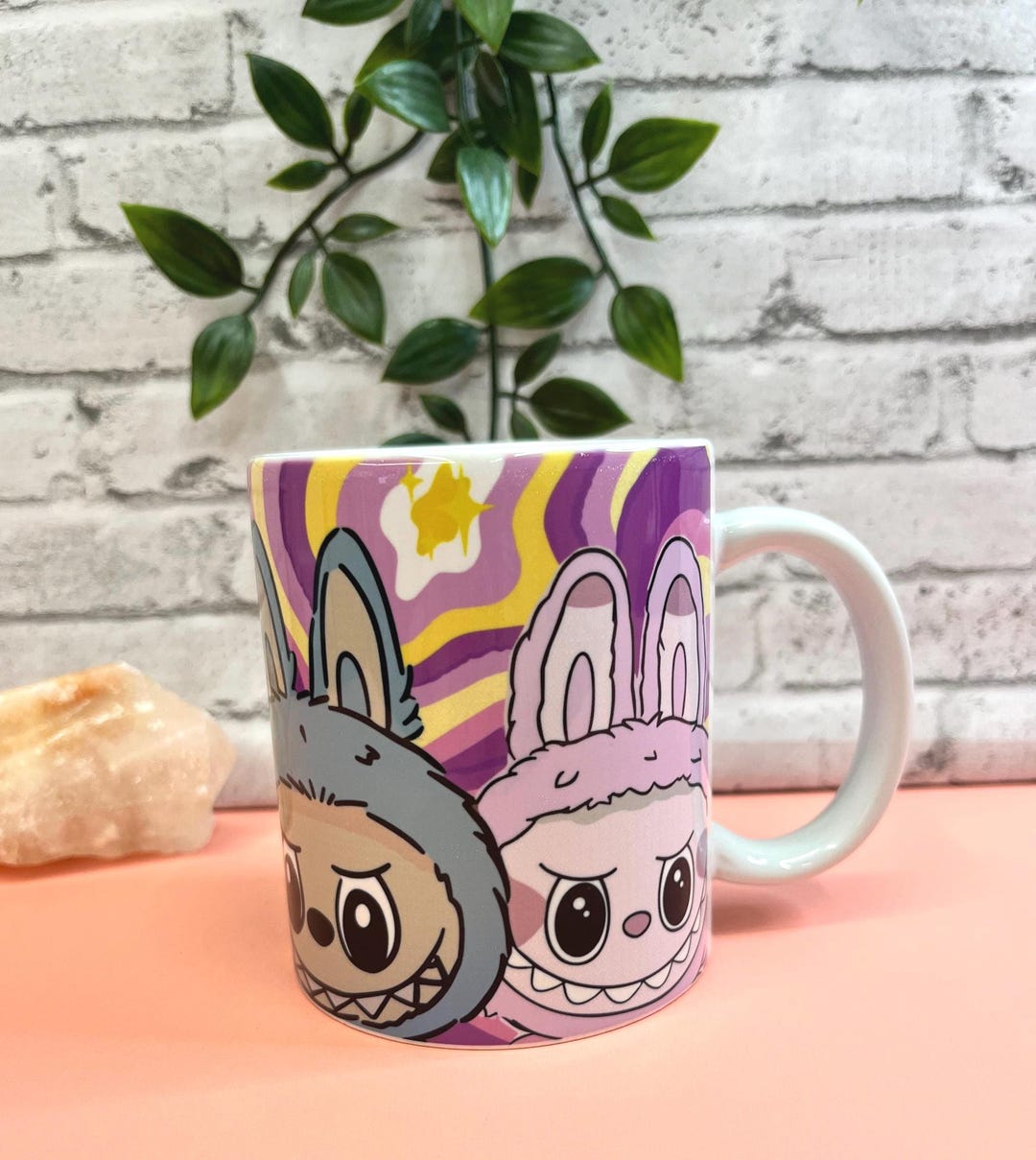 LABUBU Mug 11 Oz 1) 4 Labubu's Purple Background (23) 2) Labubu W/hat ...