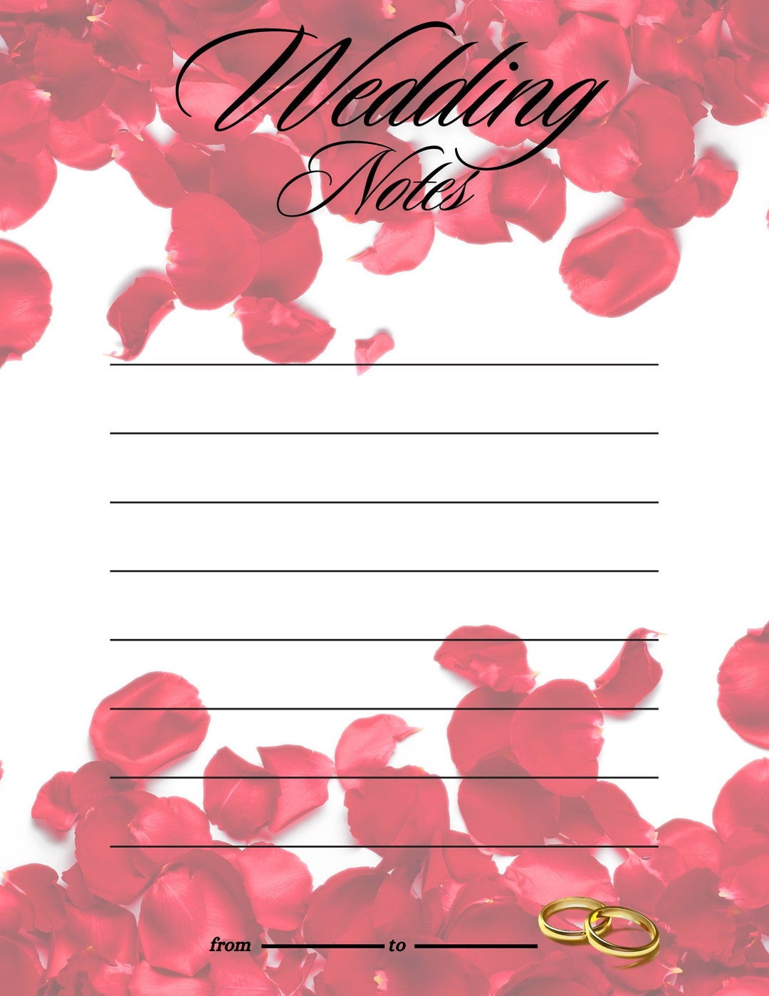 Wedding Note Roses Template - Etsy
