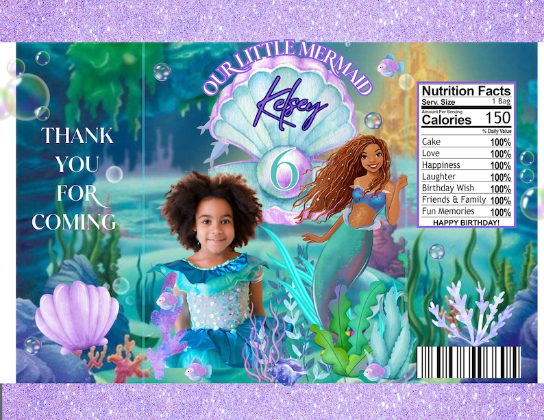 The Little Mermaid Digital and Editable Templates, Party Favors ...