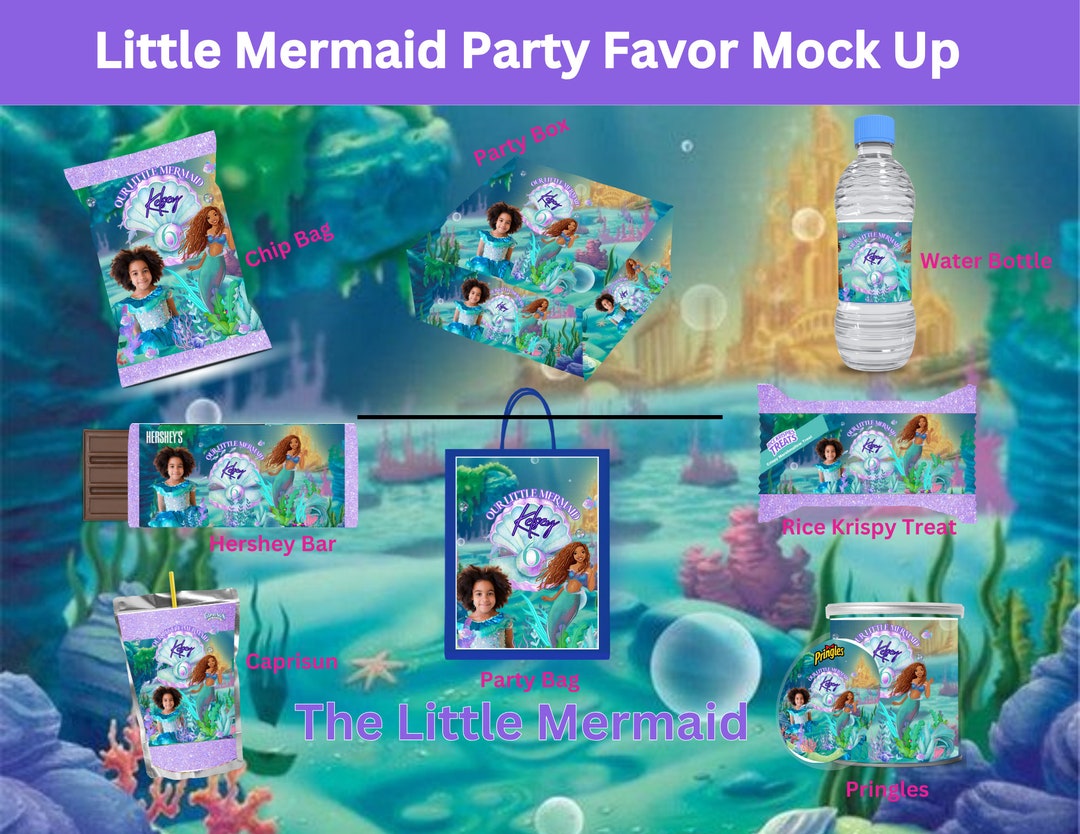 The Little Mermaid Digital and Editable Templates, Party Favors ...
