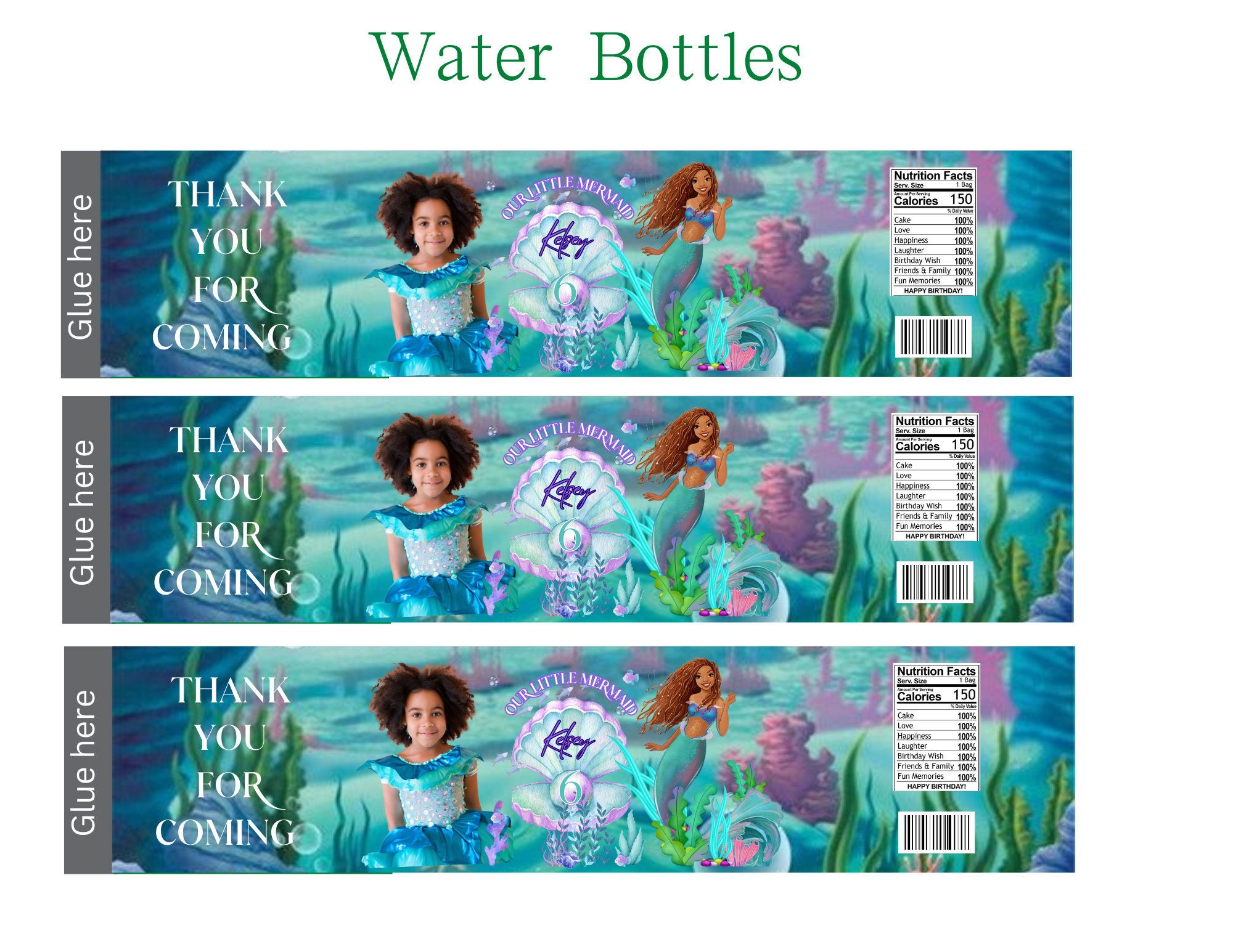 The Little Mermaid Digital and Editable Templates, Party Favors ...
