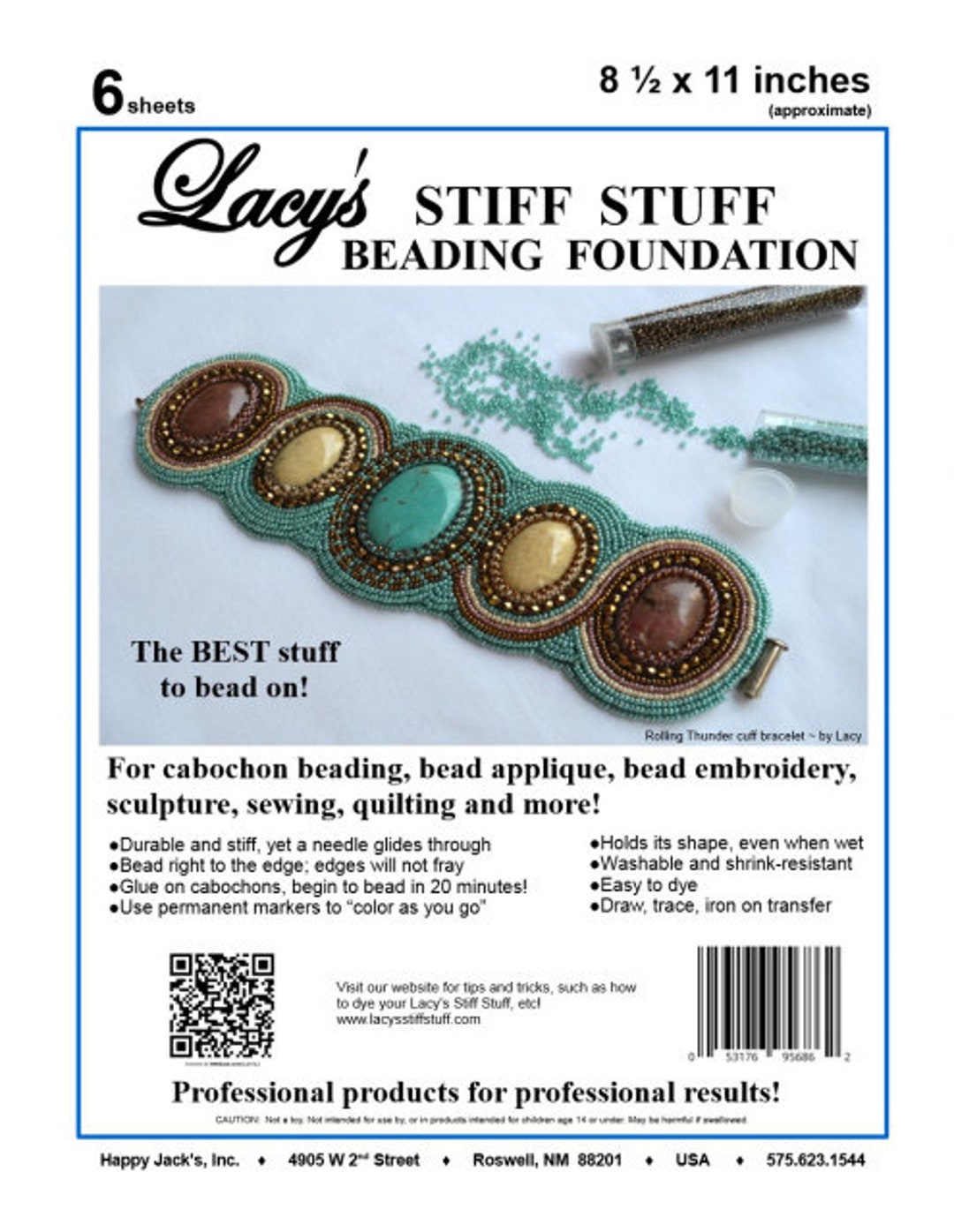 Lacy's Stiff Stuff Beading Foundation WHITE + BLACK Full Sheets 8.5x11 ...