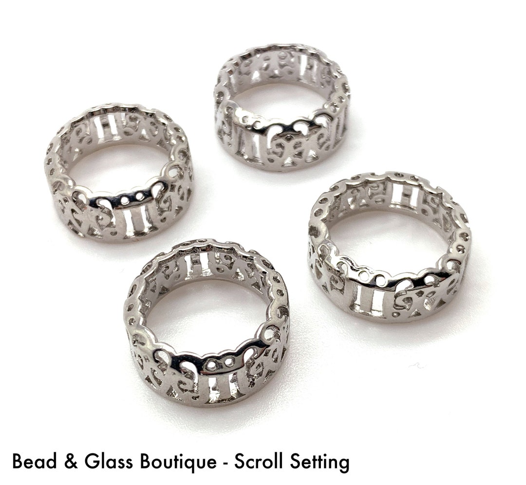 Scroll Rivoli & Chaton Setting, 1122, 14mm Round, Sew Through, 4 Pieces ...