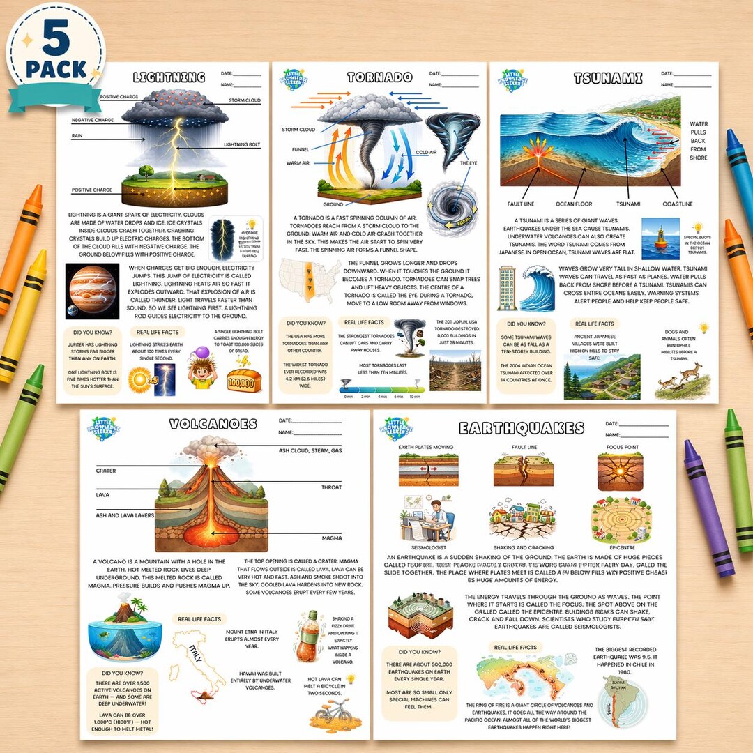 Natural Disasters Bundle | 5 Kids Science Worksheets | Printable ...